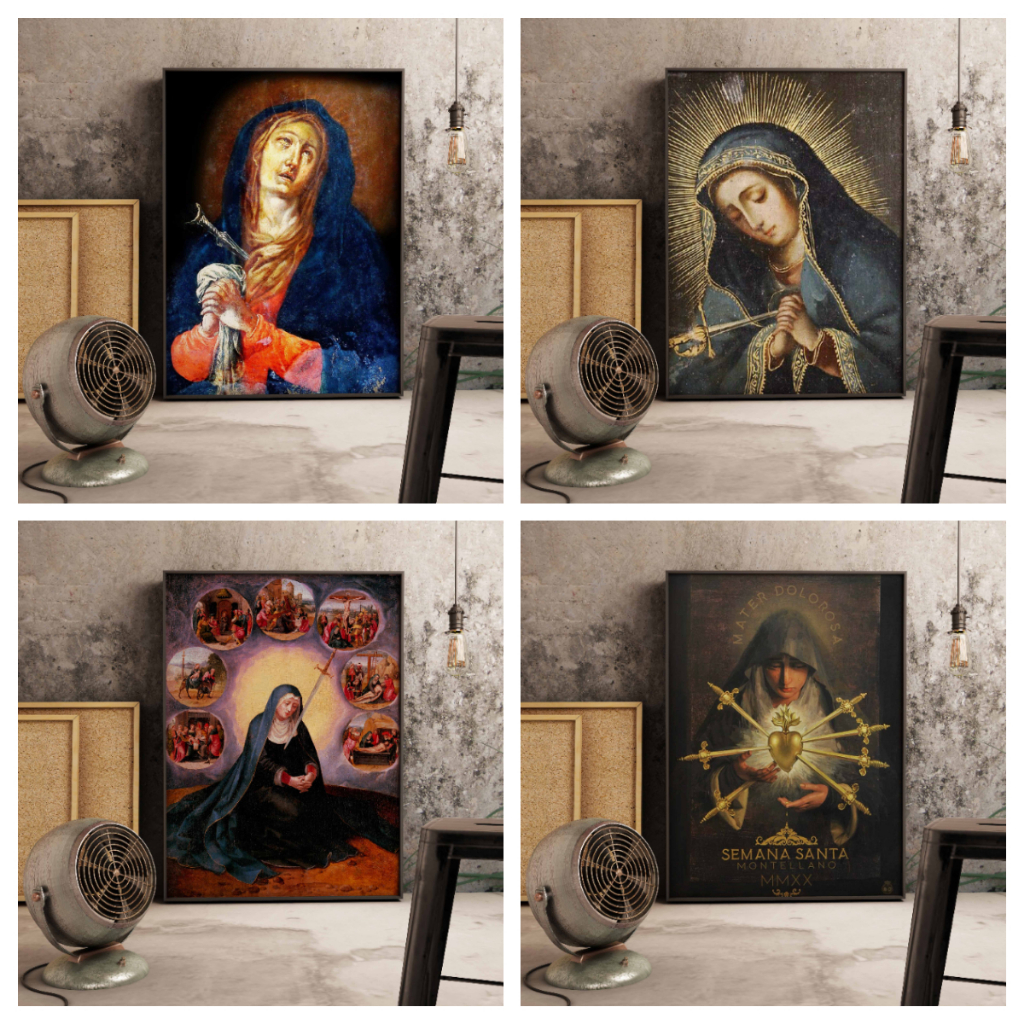Vintage Our Lady of Sorrows turumba religion Virgin Mary canvas ...