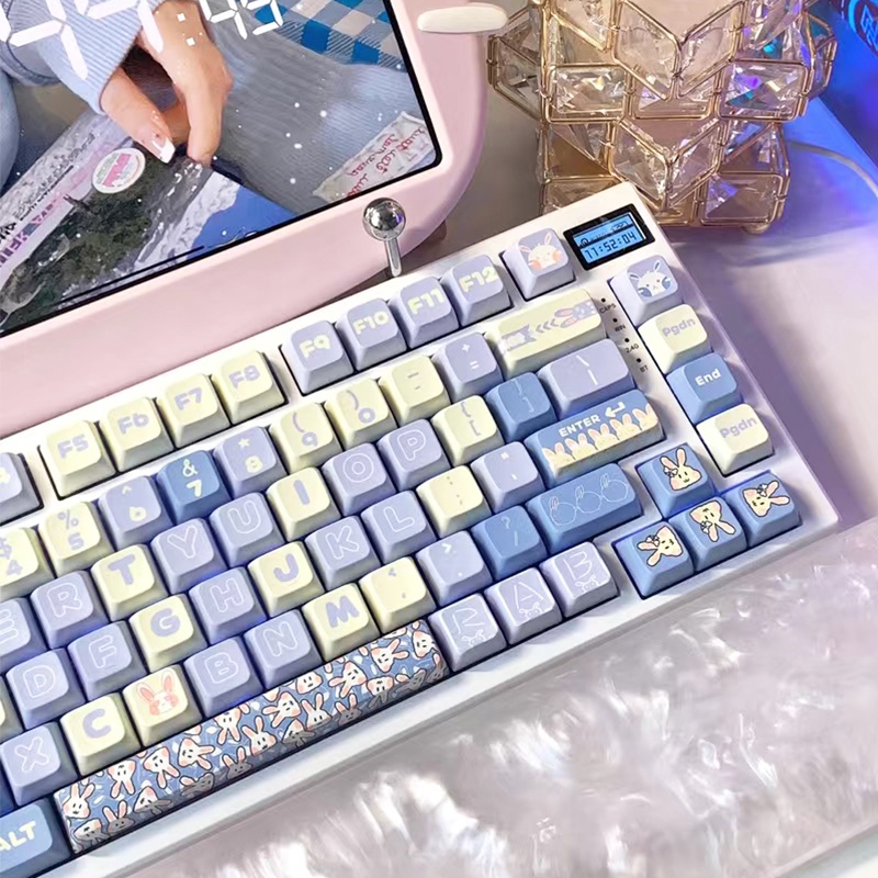 Five-Sided Sublimation Blue Rabbit 125Keys/Set Keycaps PBT MDA Profile ...