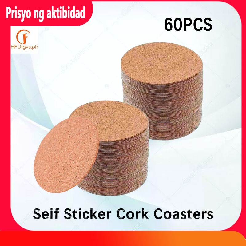 60pcs Self Sticker Cork Coasters Cork Mats Cork Backing Sheets For ...