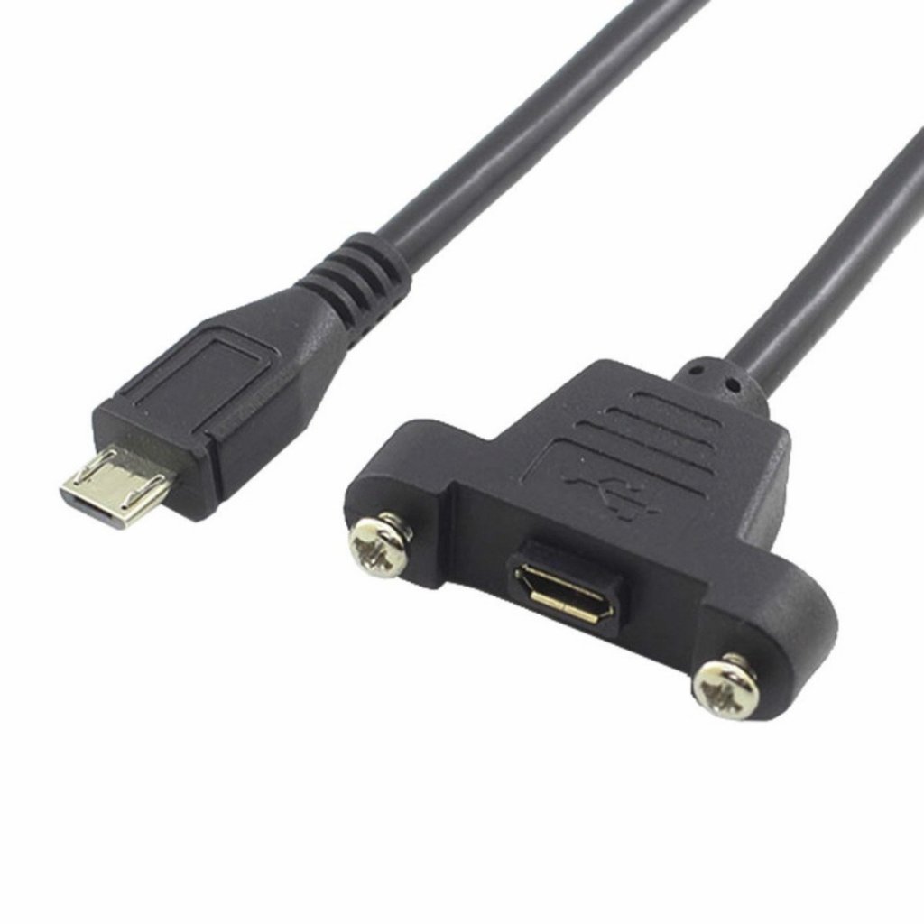 Micro USB Panel Mount Cable, Micro USB Male to Micro Female Screw ...