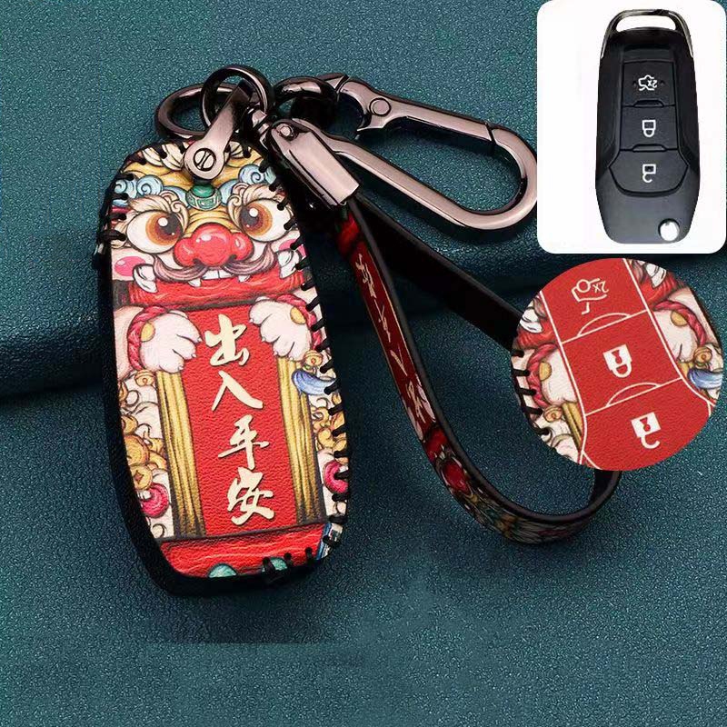 Ford Ranger metal Car Key cover Remote key case Shell holder pouch key ...