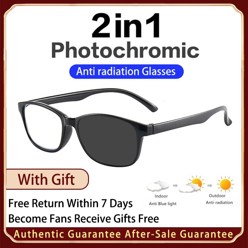 Photochromic Anti Radiation Glasses For Men Sun Adaptive Anti Blue ...