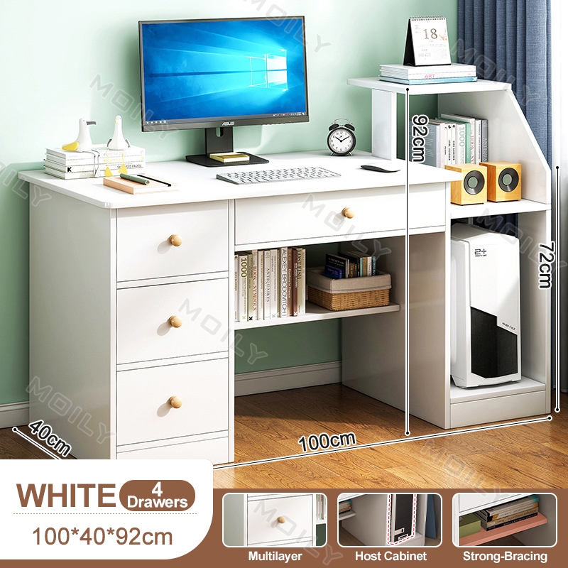 Computer Desk Study Table With Cabinet Shelf Office Table Desktop Desk ...