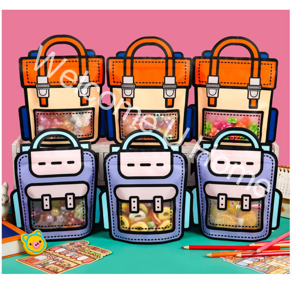 Window Plastic Candy Bag Kids Birthday Bag Portable Ziplock Bag Candy ...