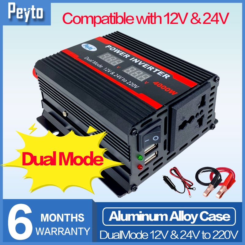 Peyto Solar Power Inverter Smart Dual mode DC12V&24V to AC220V 50Hz ...