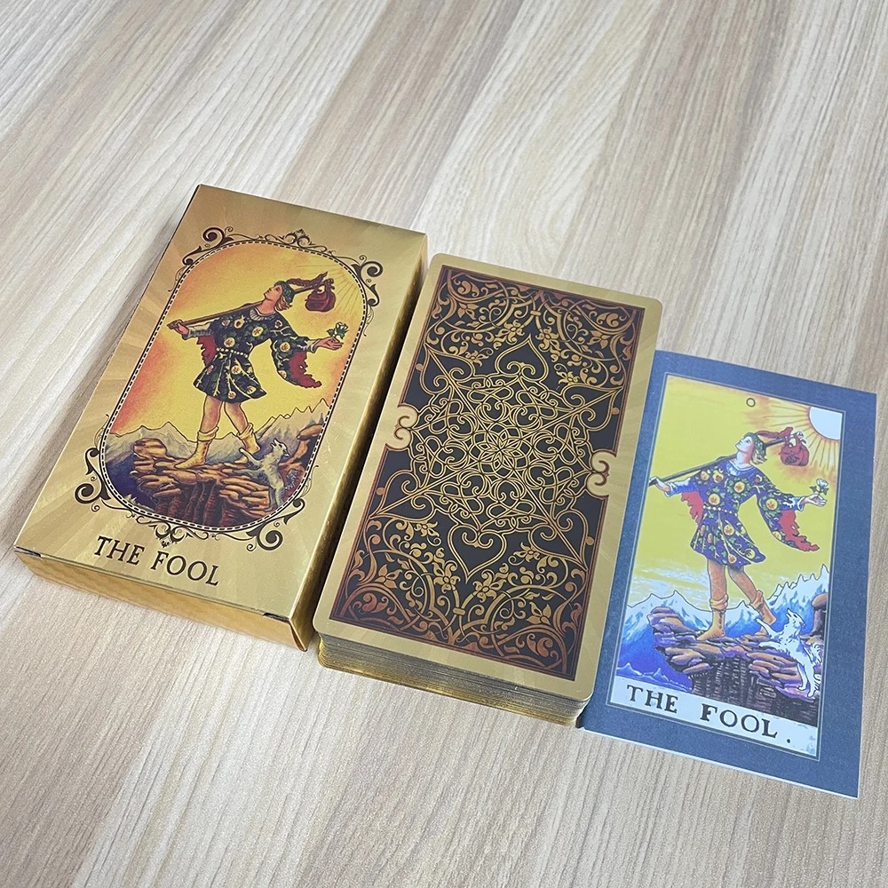 12×7cm Waterproof High Quality Bendable Golden Oracle Tarot Deck with ...