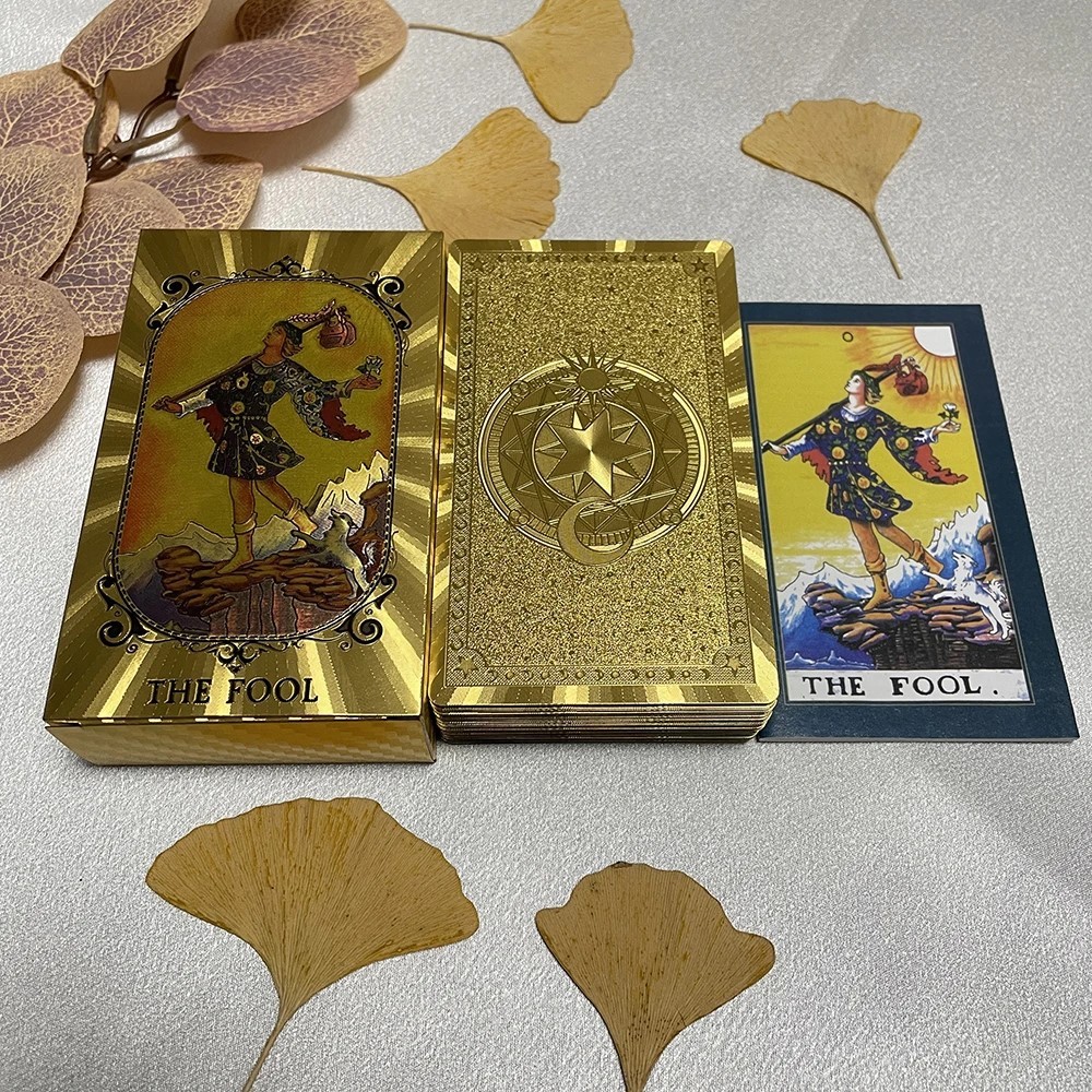 12×7cm Waterproof High Quality Bendable Golden Oracle Tarot Deck with ...