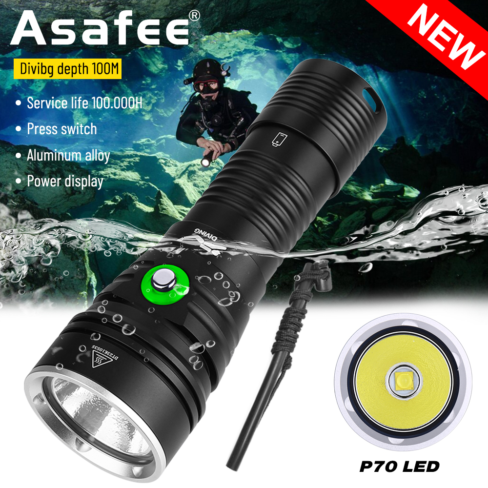 ASAFEE DA15 P70 LED Super Bright Scuba Diving Flashlight Asafee ...