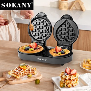 Sokany waffle Maker Non-Stick Double Disk Heart Shaped Mini Waffle ...