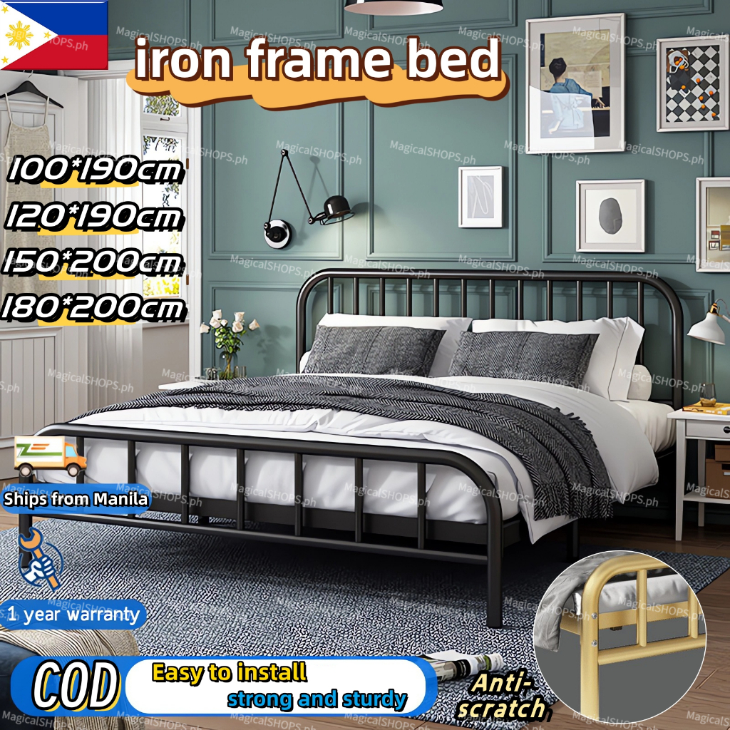 High load-bearing Iron Folding bed metal bed European retro bed silent ...