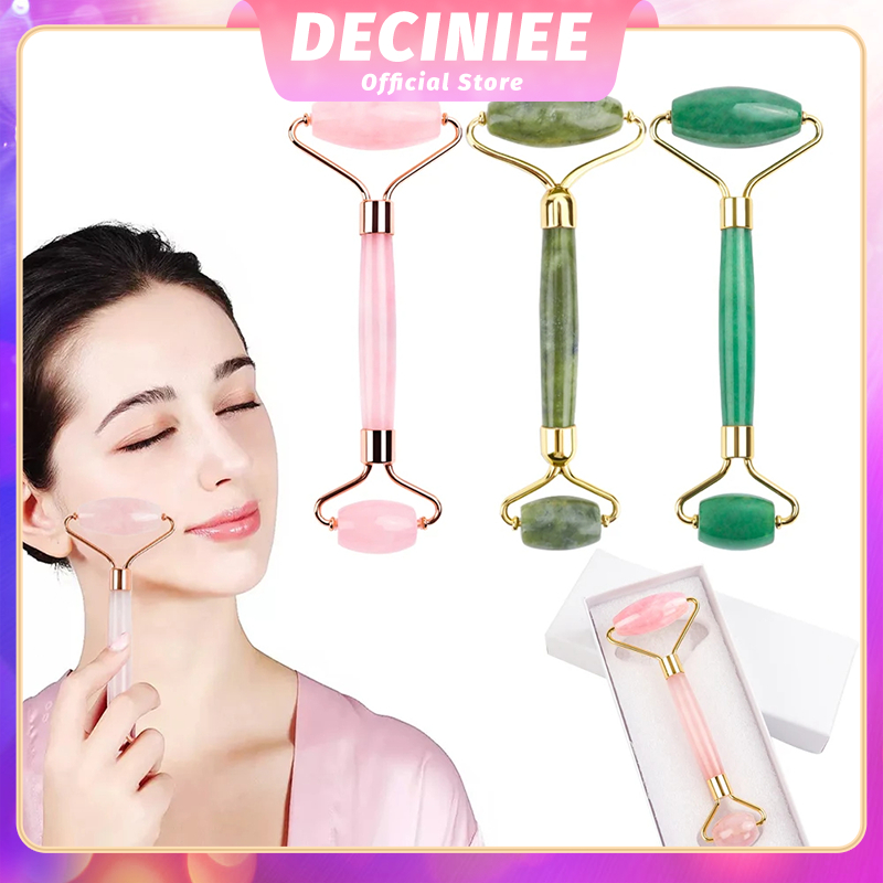 Mute Rose Quartz Facial Roller Jade Roller Face Massager for Face Eyes ...
