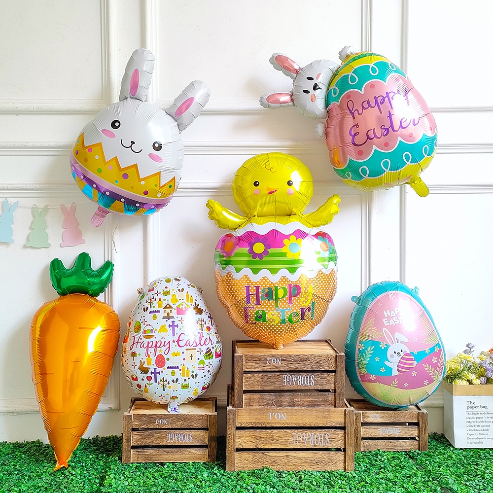New Style Easter Little Egg Rabbit Carrot Balloon Easter Scene ...