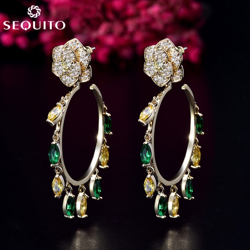 SEQUITO Women Fashion Dual Purpose Gold Plated Jewelry Flower Pure 925 ...
