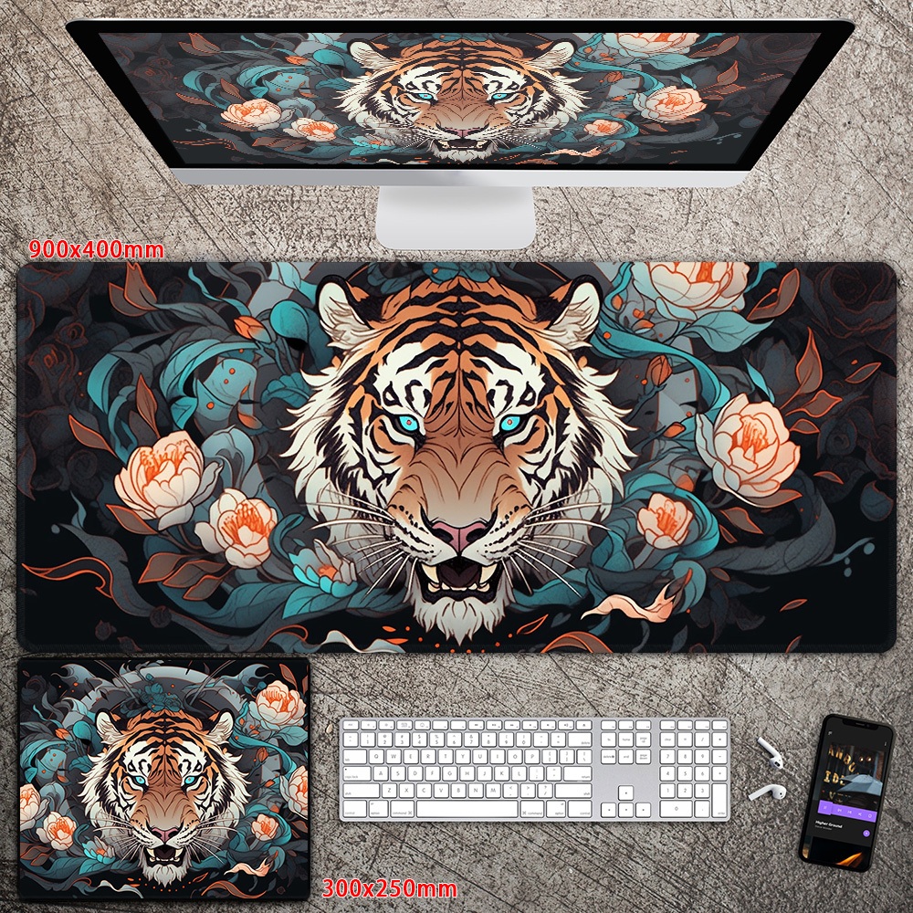 Digital Art - Tiger Mouse pad Extended Waterproof Non-Slip design ...