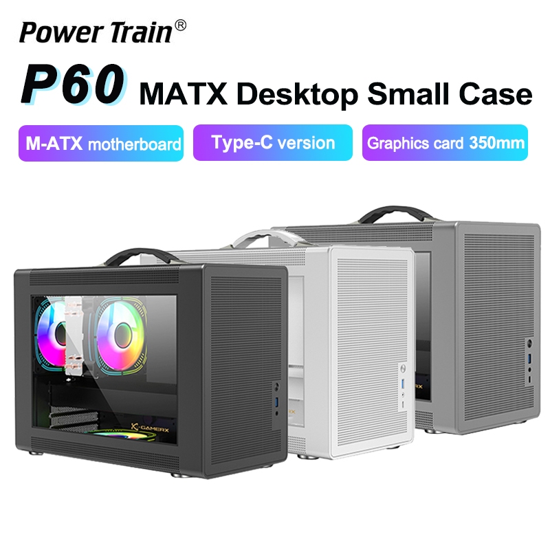 Power Train P60 Desktop Small Case Portable Handheld Mini-ITX/MATX Motherboard Type-C Interface ...