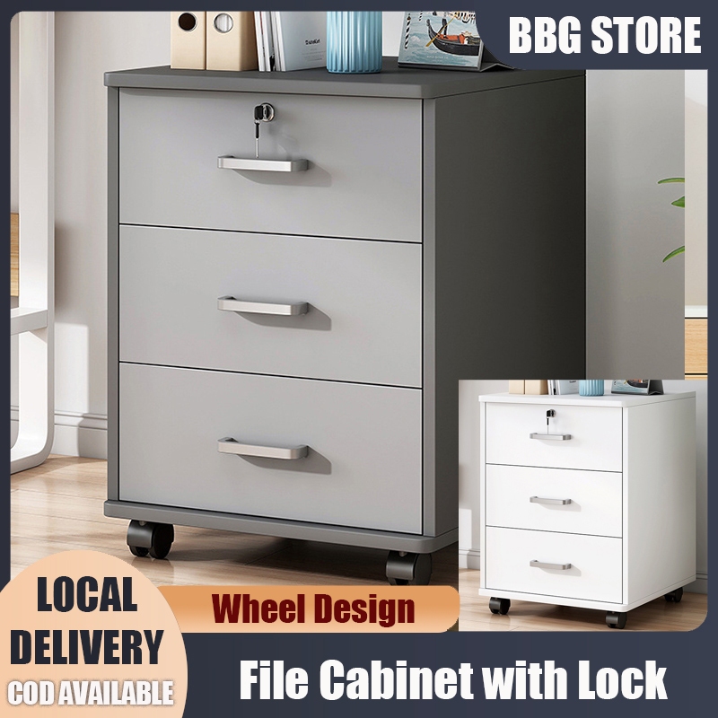 BBG File Cabinet with Lock 3Layer Office Storage Cabinet with Wheel ...