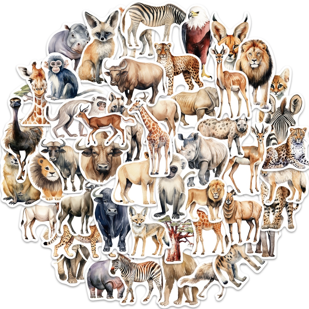 50pcs Stickers African Savanna Animals Graffiti Skateboard Waterproof ...