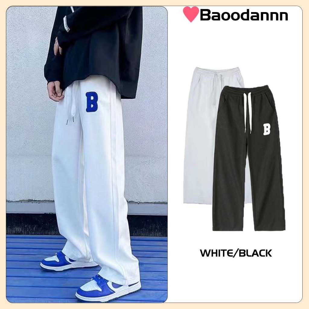 Baodannn Slocks Pants Loose Straight Cut Pants Korean Sweatpant Wide ...