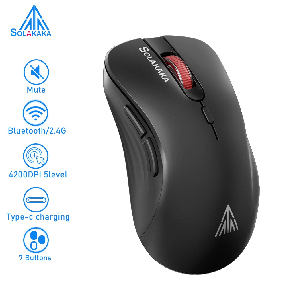 SOLAKAKA SM66 Wireless Mouse Bluetooth/2.4G 400mAh Battery With 6-speed ...
