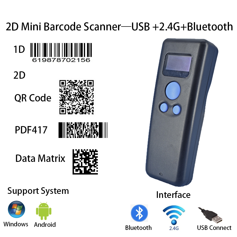 Man-carried All In one Three Interface Cordless 2D Mini Barcode Scanner | Shopee Philippines
