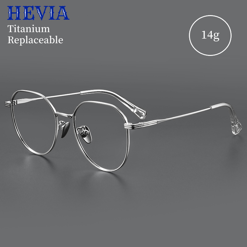 HEVIA Eyeglasses Frames Ultralight Pure Titanium Eyeglasses with ...