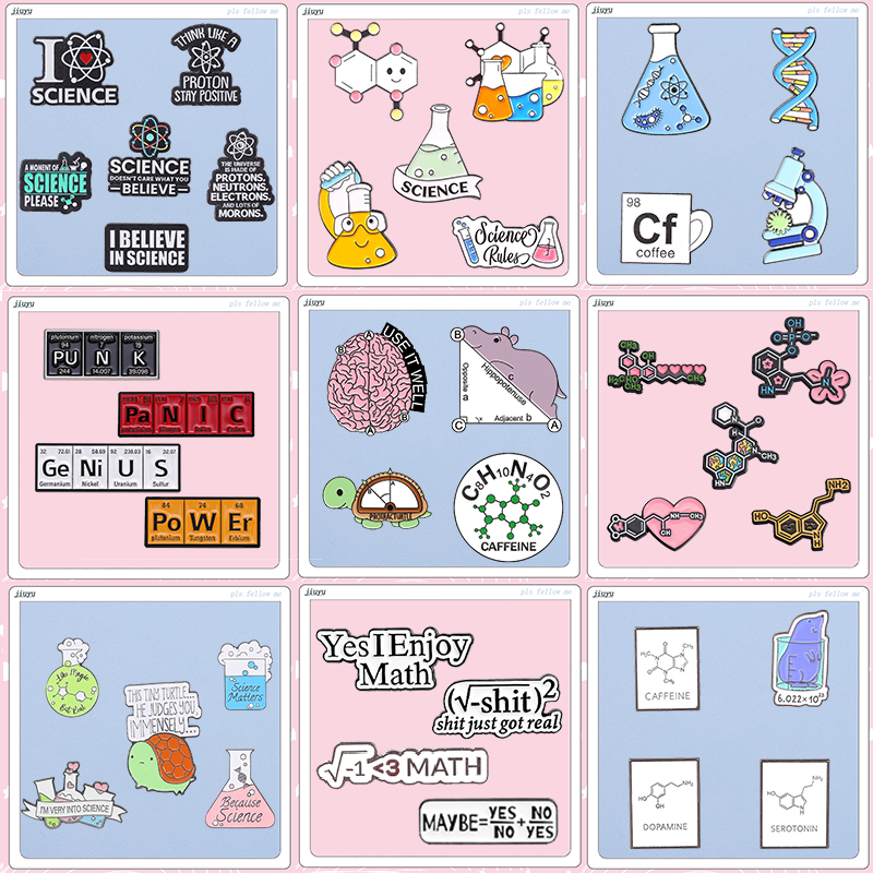 4-6/pcs Science Set Badge Brooch Mathematics Formula Chemical Periodic ...