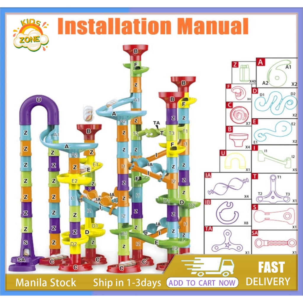 KIDS ZONE 50/113pcs DIY Construction Marble Run Race Maze Balls Track ...