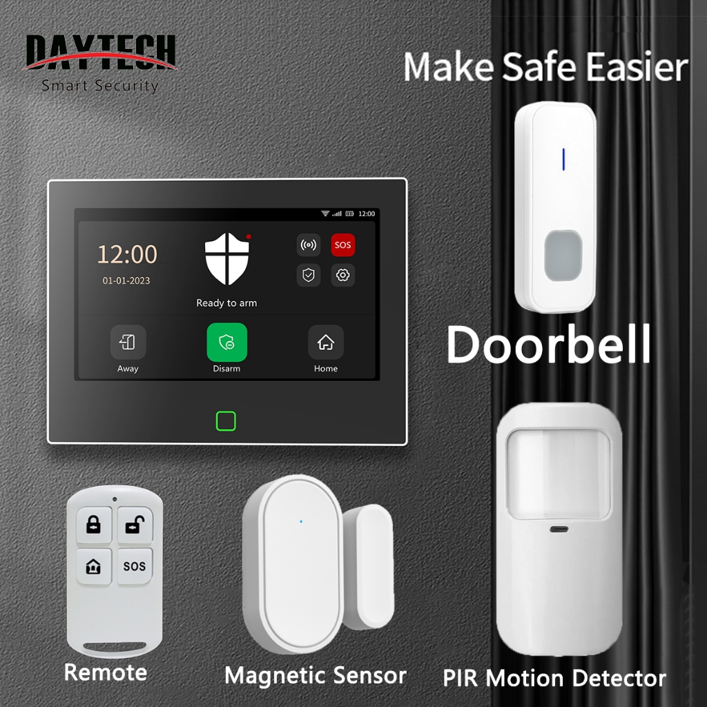Daytech Wireless Alarm System With TUYA SMART APP Supports WiFi 4G SIM Max Up TO 200 Accessories ...