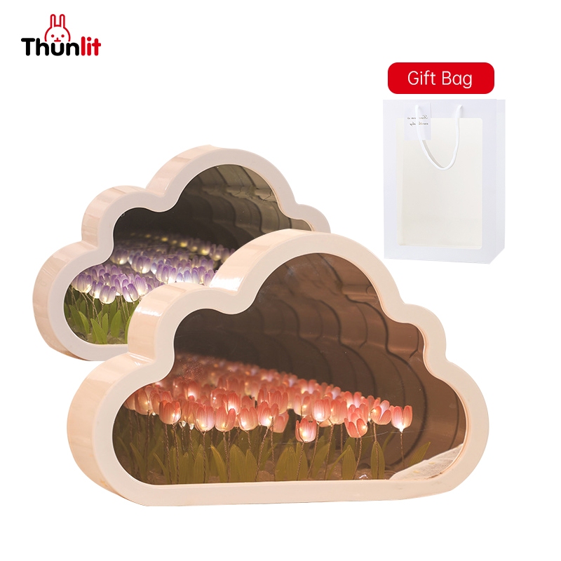 Thunlit Tulips Mirror Lamp DIY 9-flower Tulip Night Lamp LED Cloud ...