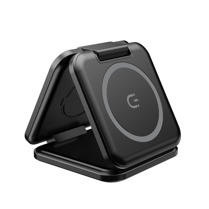 3 In 1 Magnetic Wireless Charger Pad Stand Foldable 15W Fast Charging ...