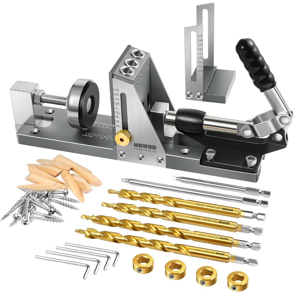 Pocket Hole Jig Kit, Professional and Upgraded All-Metal Pocket Screw ...