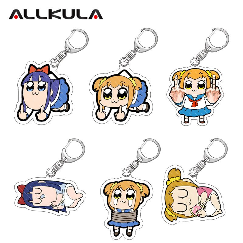 Pop Team Epic Keychian 9 Styles Anime Collections Acrylic Key Chains ...
