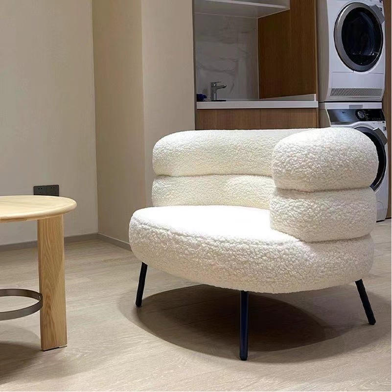 Influencer BOBO Lamb Fleece Lazy Sofa Chair Single Living Room Bedroom ...