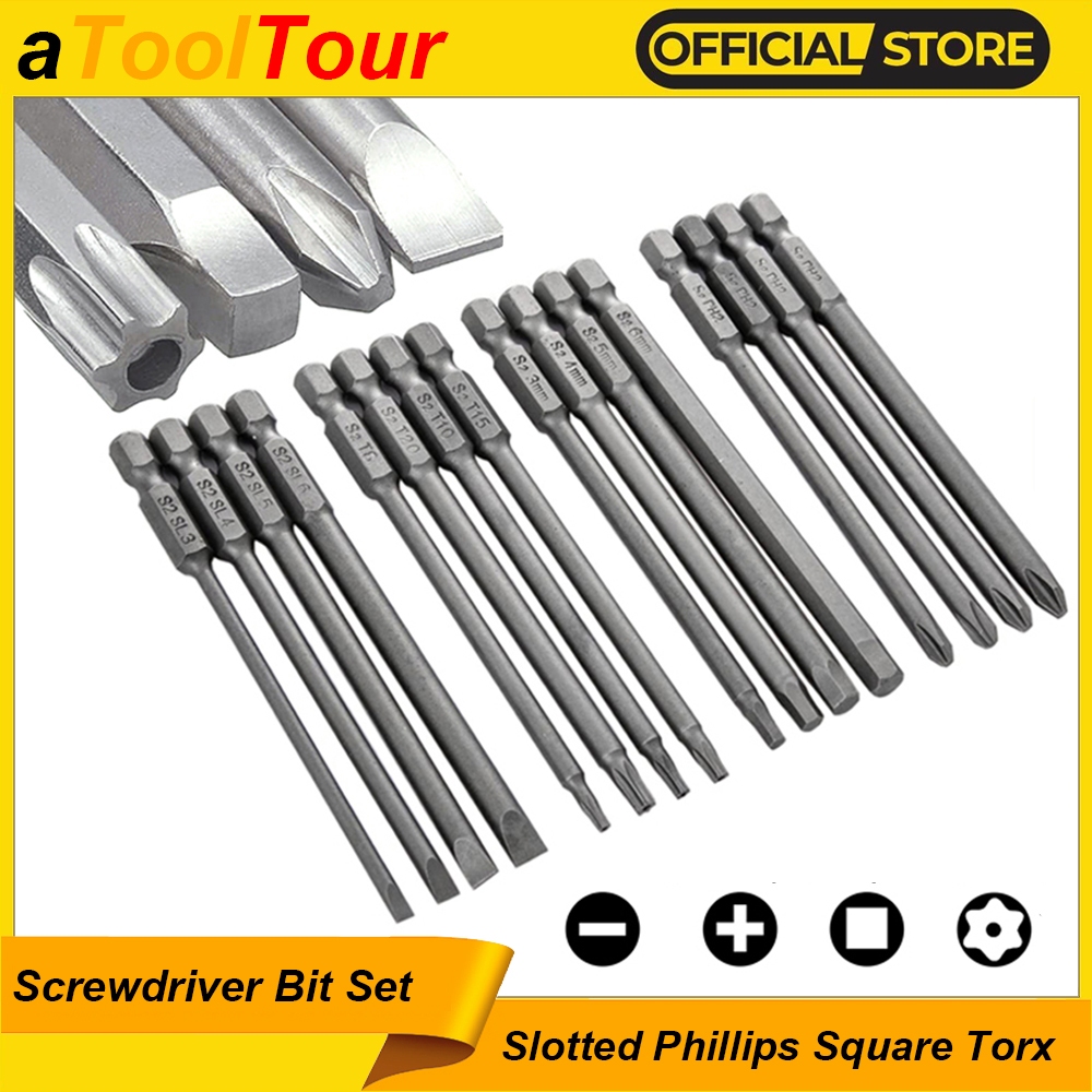 Magnetic Screwdriver Bit Set Slotted Phillips Square Torx Screw Drill ...