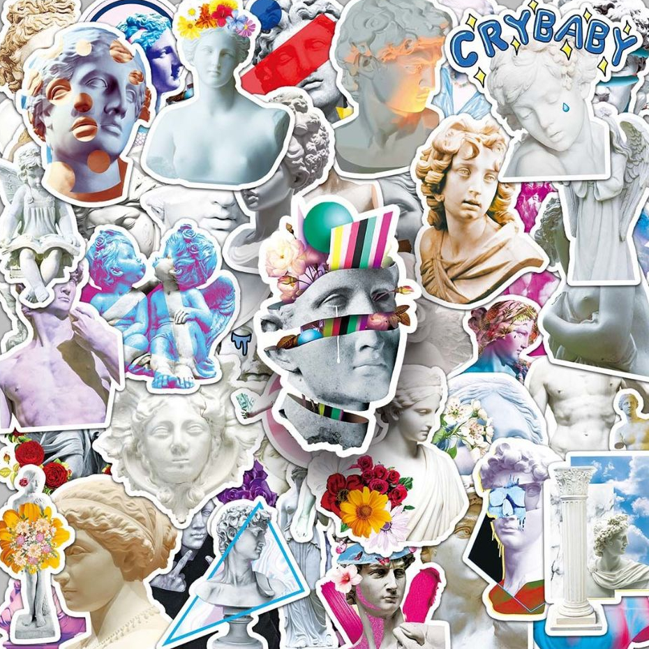 50Piece Funny Retro Gypsum Statue Stickers Fashion Waterproof Sticker ...