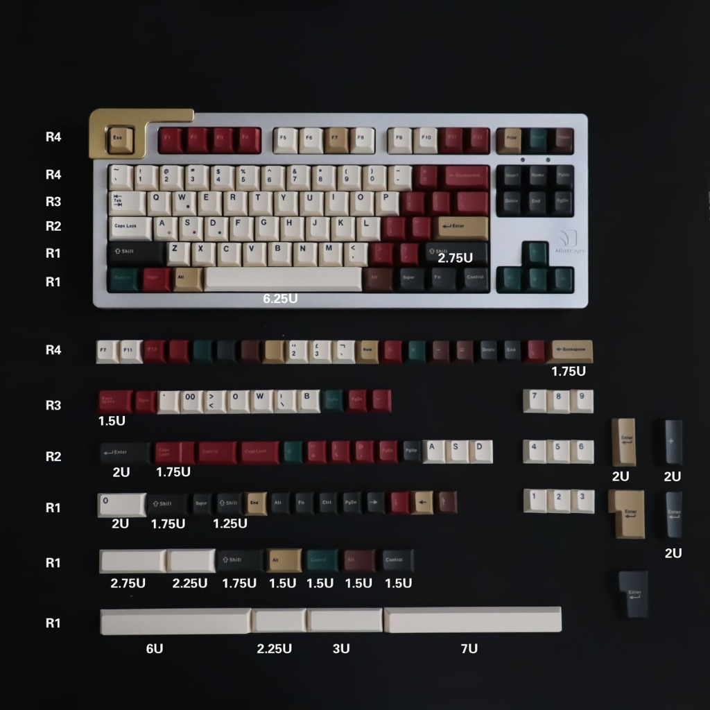 Mixed light R3 170 key complete set PBT keycaps Dye sublimation/laser ...