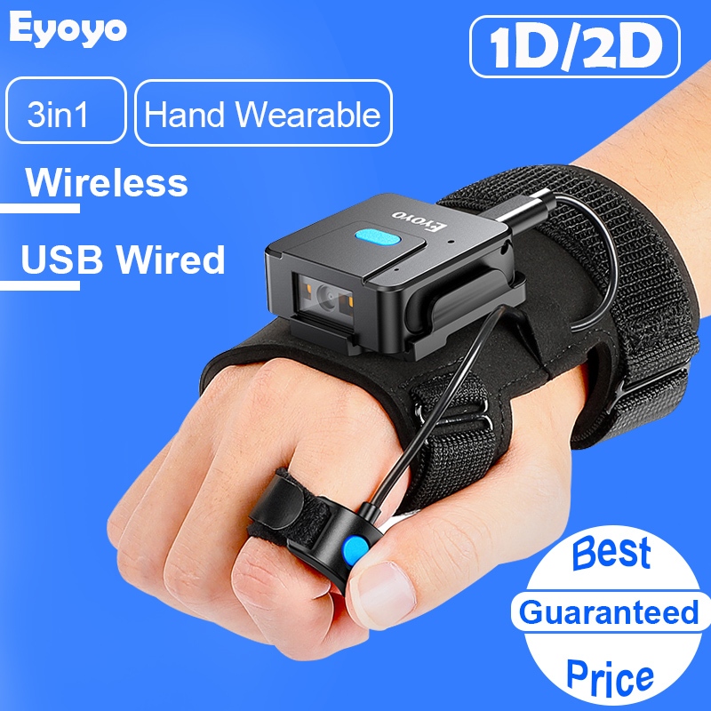 Eyoyo Wearable 1D 2D Barcode Scanner QR Scan Via Bluetooth Wireless ...