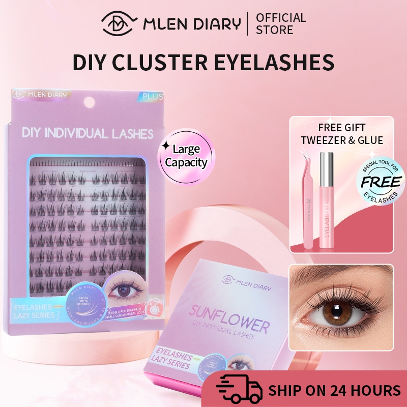 [Free Glue&Tweezers] MLEN DIARY SunFlower Mlen Diaries Lashes with Glue ...