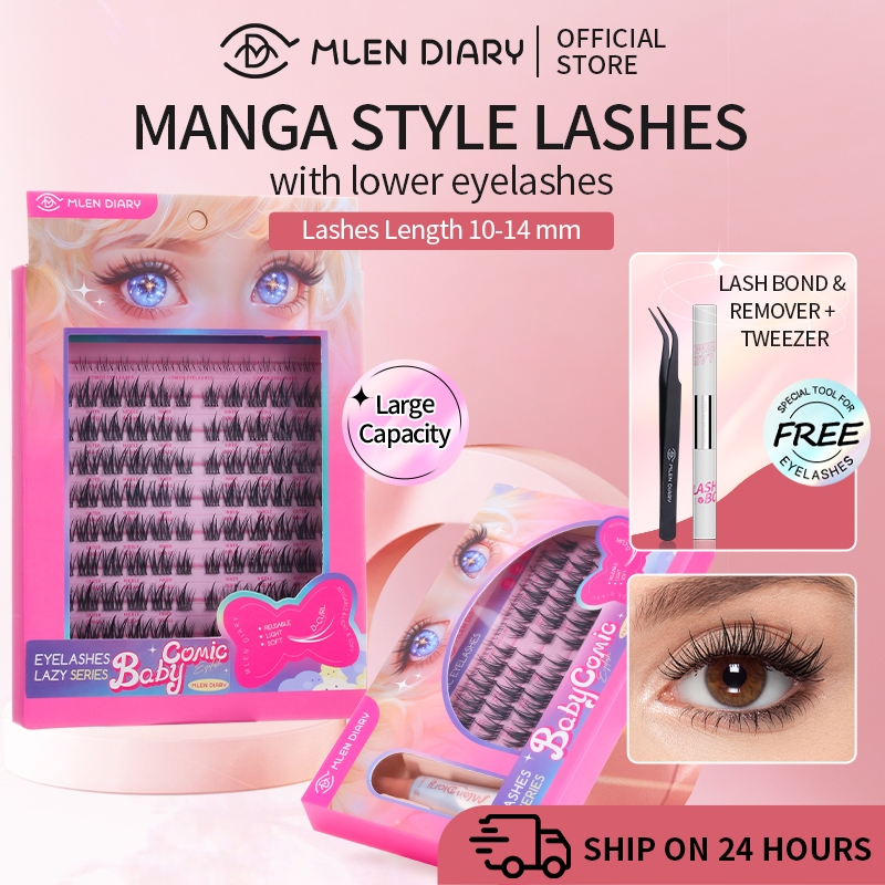 [SHIP ON 24 HOURS] MLEN DIARY MANGA STYLE LASHES Reusable Individual D ...