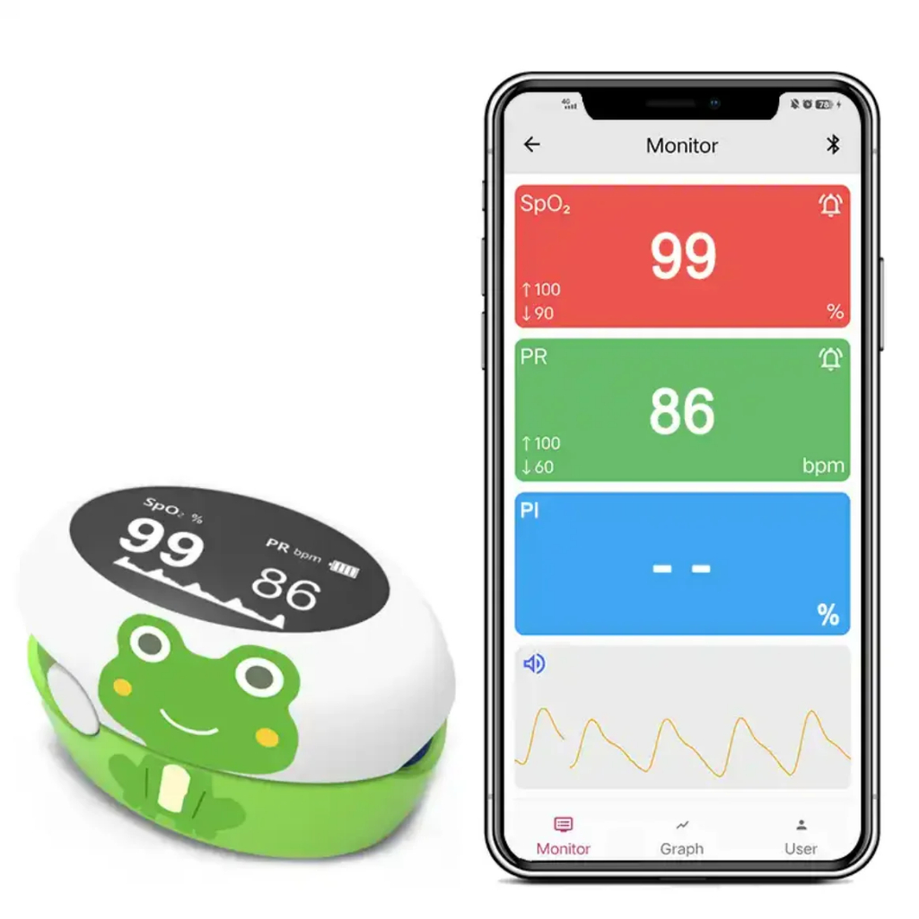 Cute little frog style blood oxygen concentration detector for babies ...