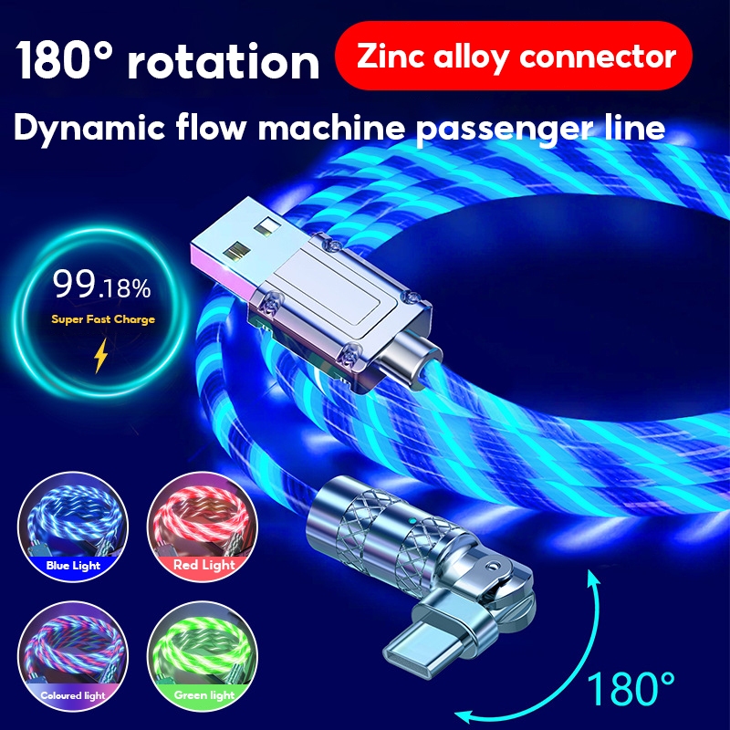 5A Fast Charging Charger Micro USB Cables LED Light Type C Charger for ...