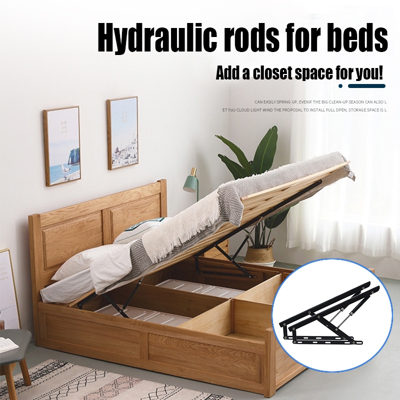 Double bed frame lift hydraulic rod telescopic bed pneumatic rod tatami ...