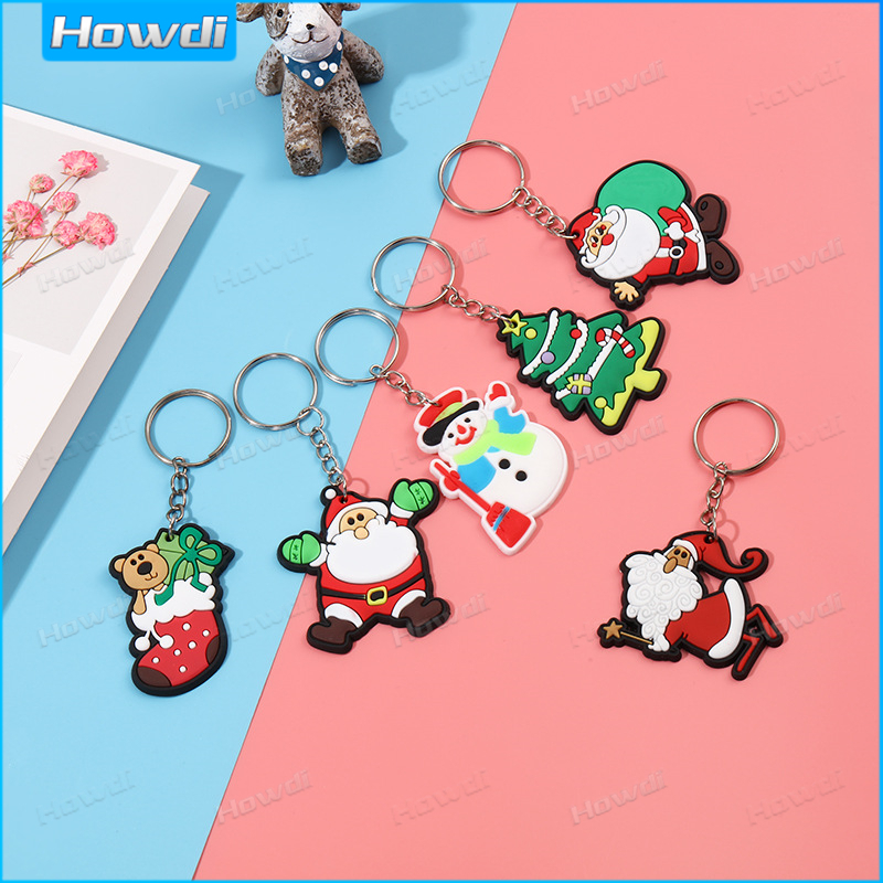 Cartoon Santa Claus Keychain Christmas Gift Pvc Soft Keychain Christmas ...