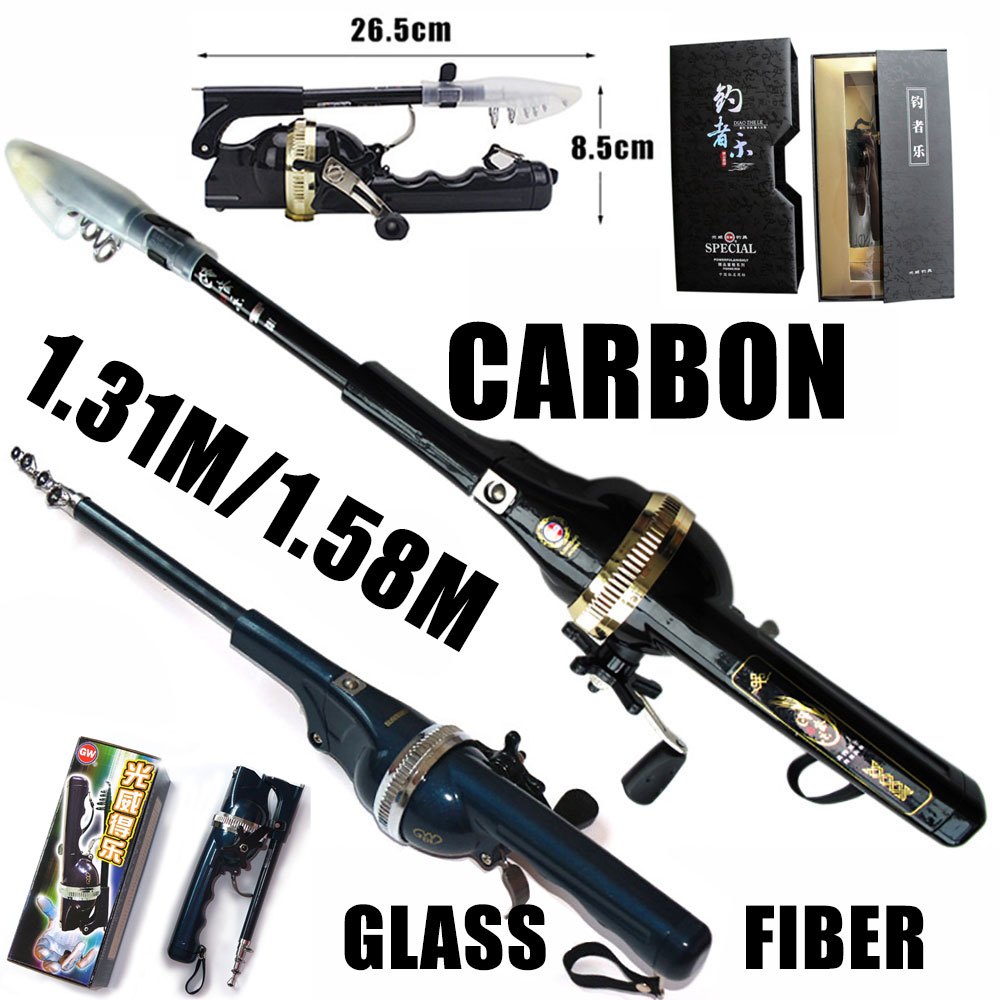 1.31M/1.58M Folding Fishing Rod and Reel With Line Fishing Set 3.6:1 ...