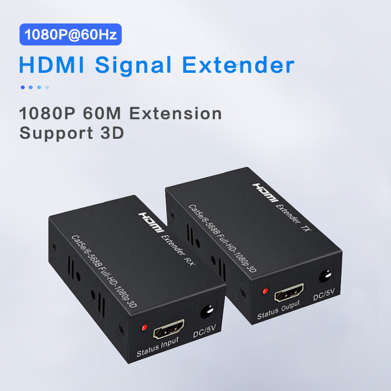 60M HDMI Extender | 1080P 3D HDMI to Lan Converter HDMI RJ45 Network ...