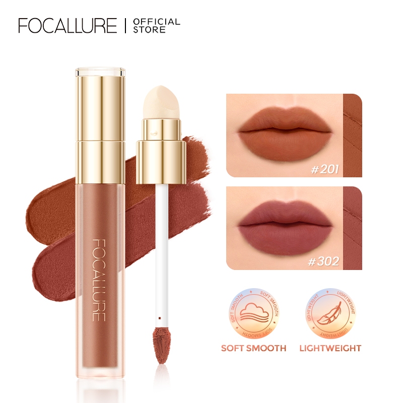 [Clearance Sale] FOCALLURE AmberGold Matte Lipstick 2 In 1 Velvet Lip ...