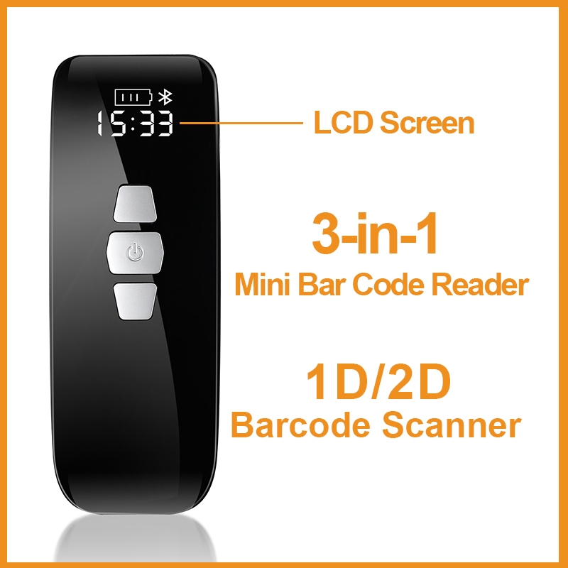 Evnvn Wireless 2D Barcode Scanner Via Bluetooth QR Code Reader 3-in-1 ...