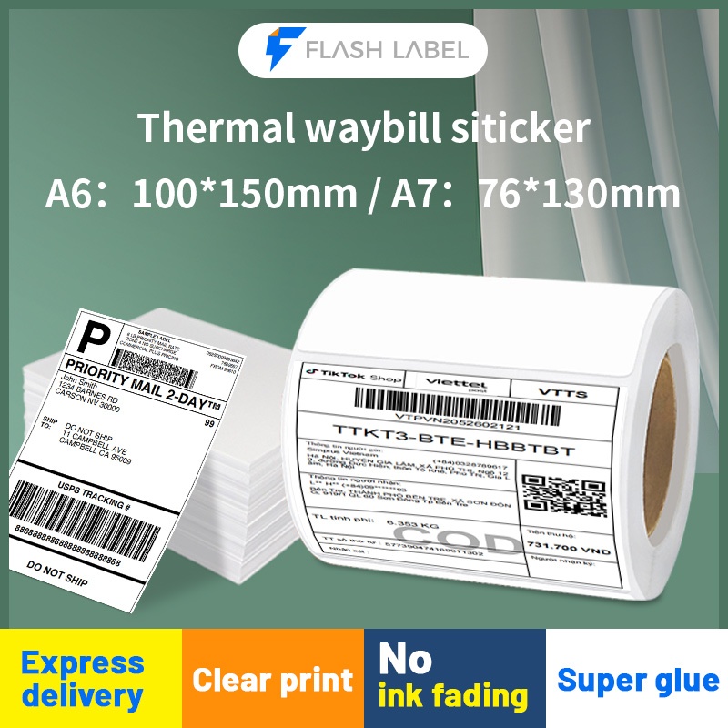 Self-Adhesive Thermal Printing Paper A6, Fan-Fold Thermal Sticker for ...