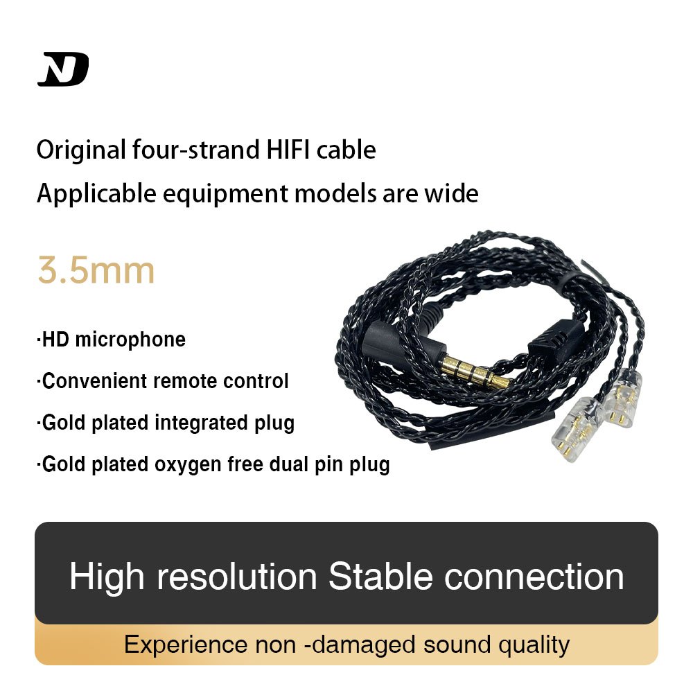 ND DTS four stranded oxygen free copper original cable 3.5mm0.75 double pin upgraded cable with ...