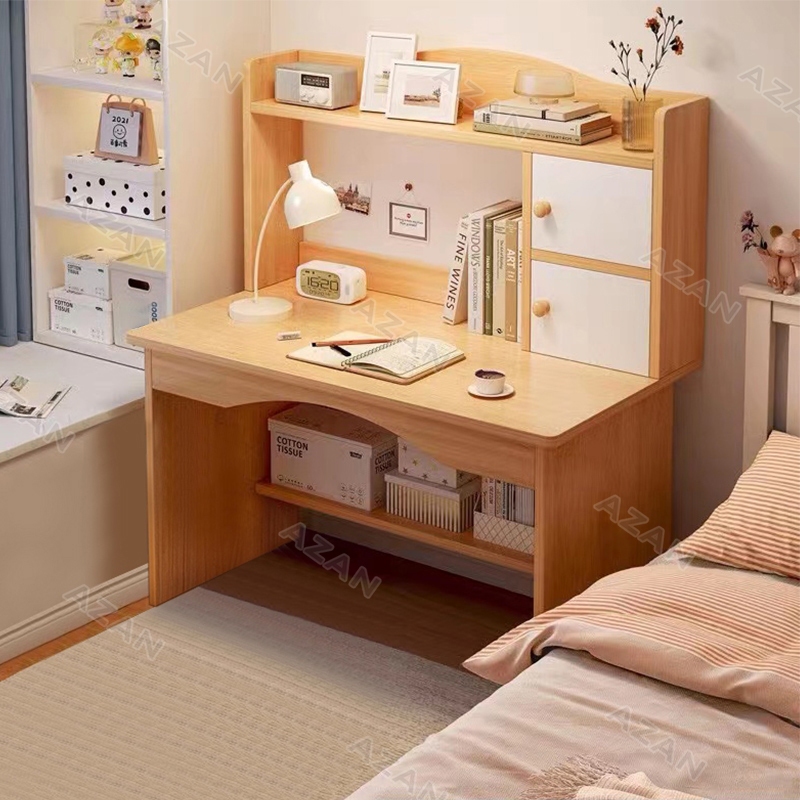 24 Hour Shipped Wood Computer Desk Table with Bookshelf Integrated ...